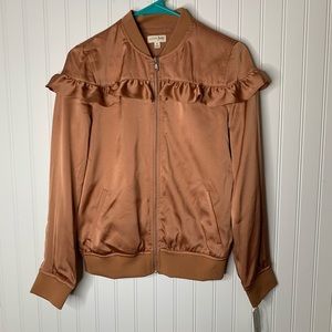 Maison Jules | Jackets & Coats | Maison Jules Copper Ruffle Bomber ...